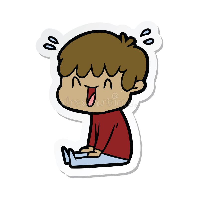 A Creative Sticker of a Cartoon Laughing Boy Stock Vector ...