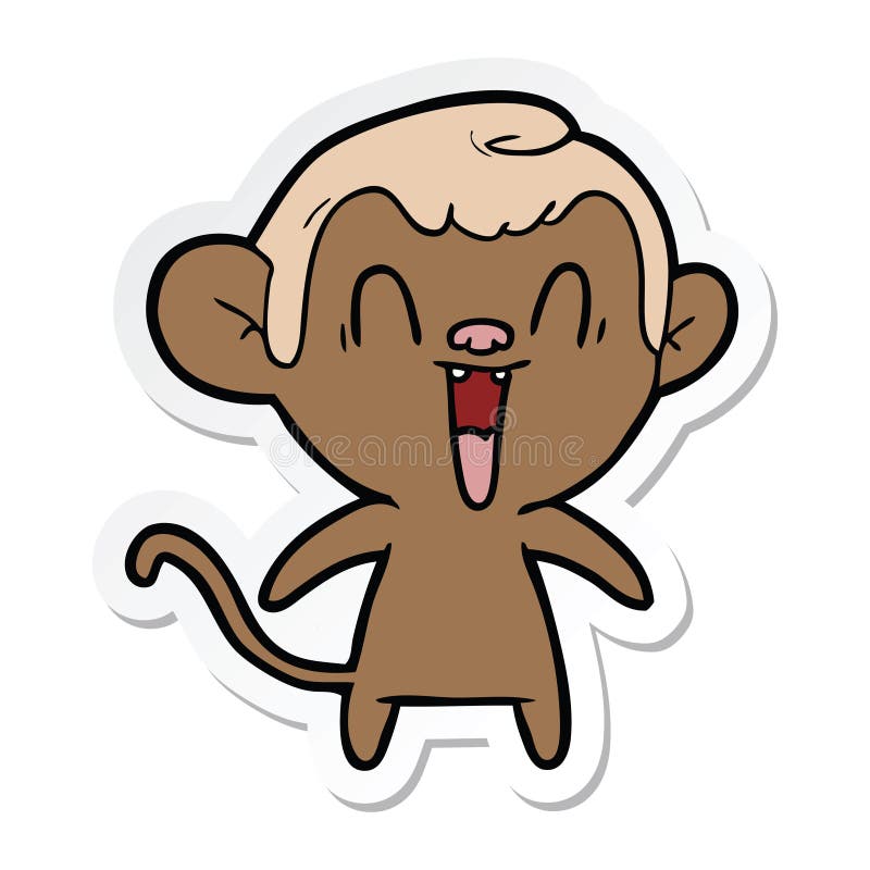 A Creative Sticker of a Cartoon Laughing Monkey Stock Vector ...