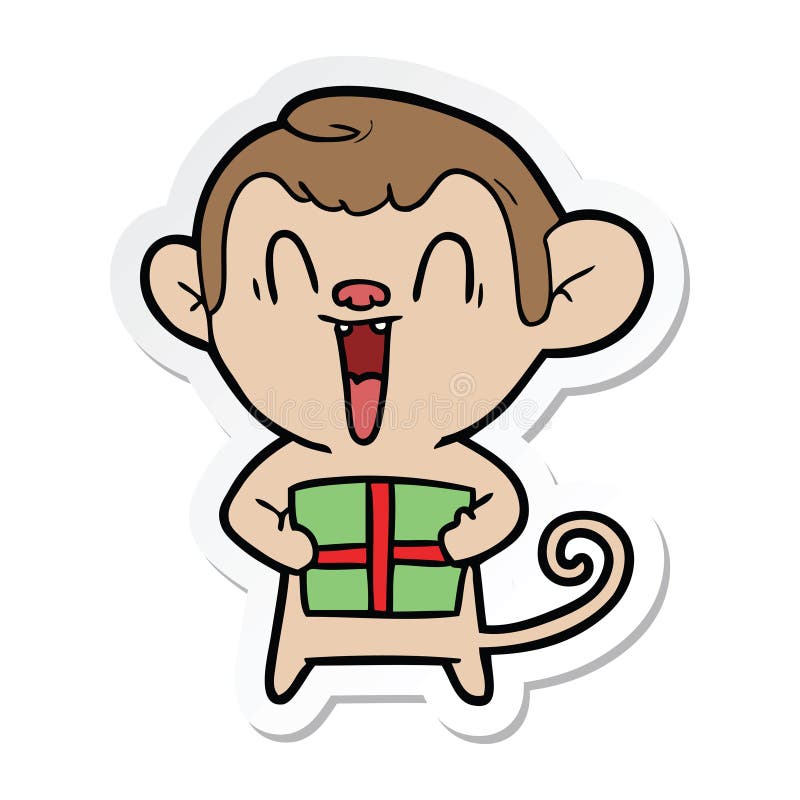 A Creative Sticker of a Cartoon Laughing Monkey Stock Vector ...