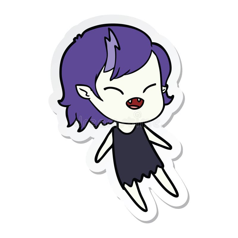 A Creative Sticker of a Cartoon Laughing Vampire Girl Floating Stock ...
