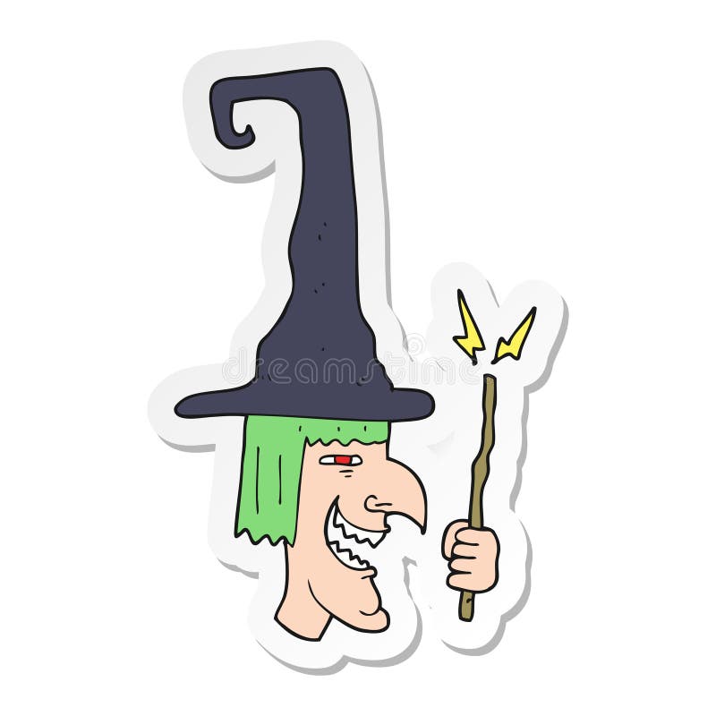 A Creative Sticker of a Cartoon Laughing Witch Stock Vector ...