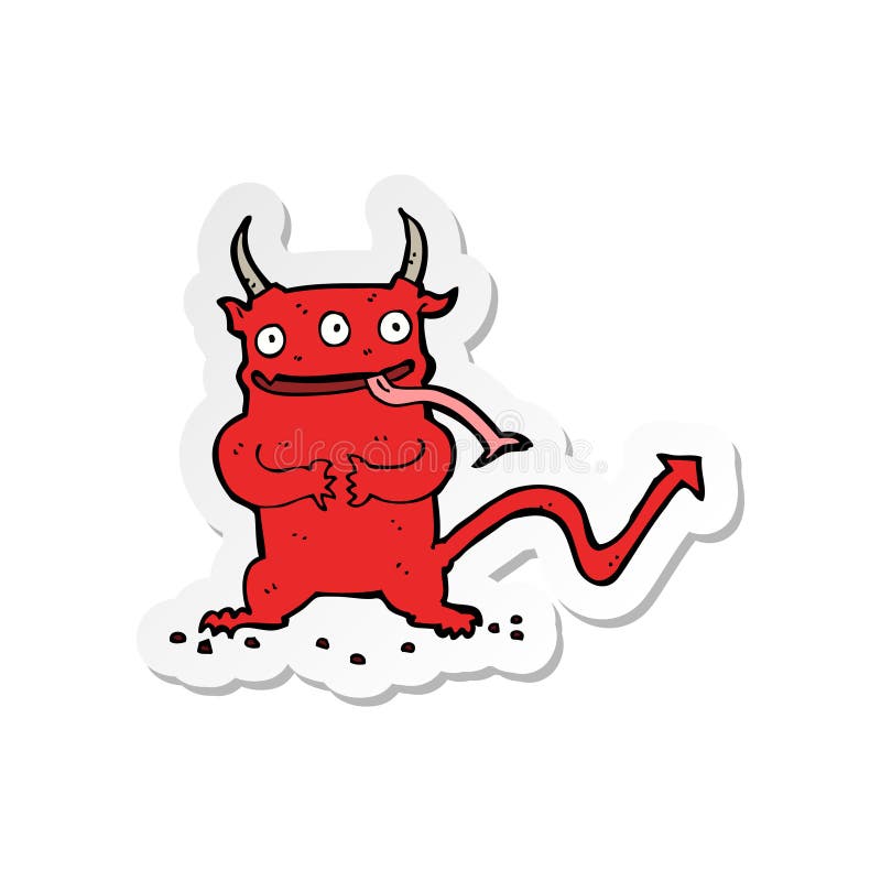 A Creative Sticker of a Cartoon Little Demon Stock Vector ...