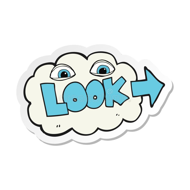 A Creative Sticker of a Cartoon Look Pointing Sign Stock Vector ...