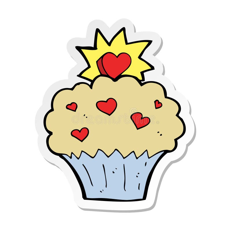A Creative Sticker of a Cartoon Love Heart Cupcake Stock Vector ...