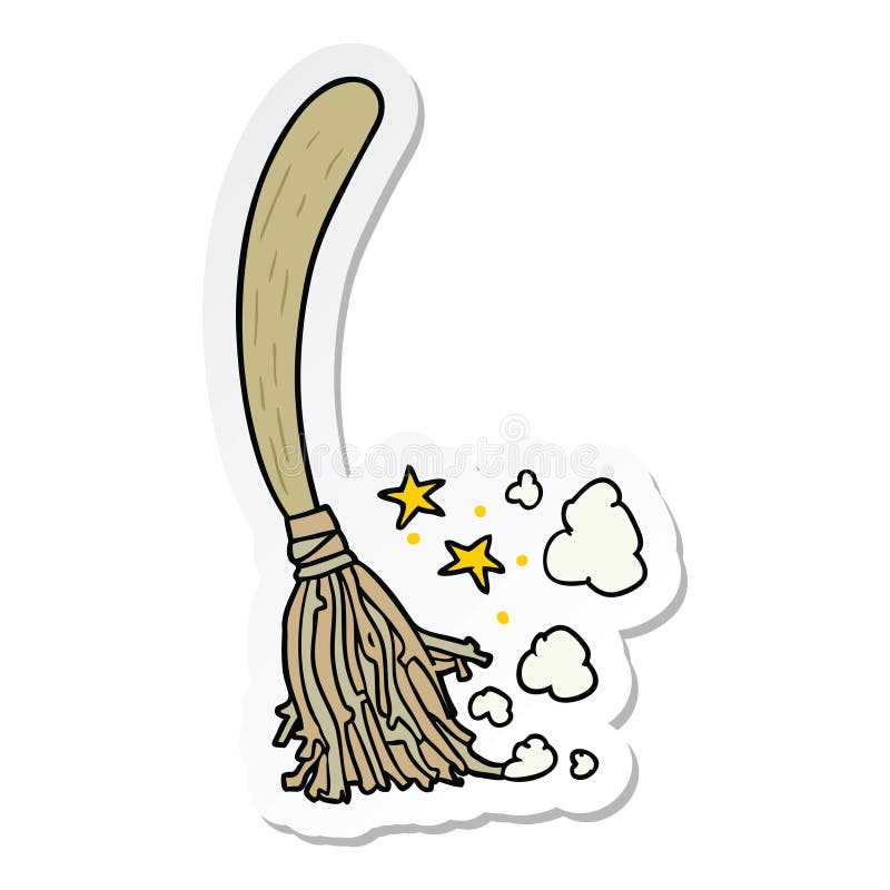 A Creative Sticker of a Cartoon Magic Broom Stock Vector - Illustration ...