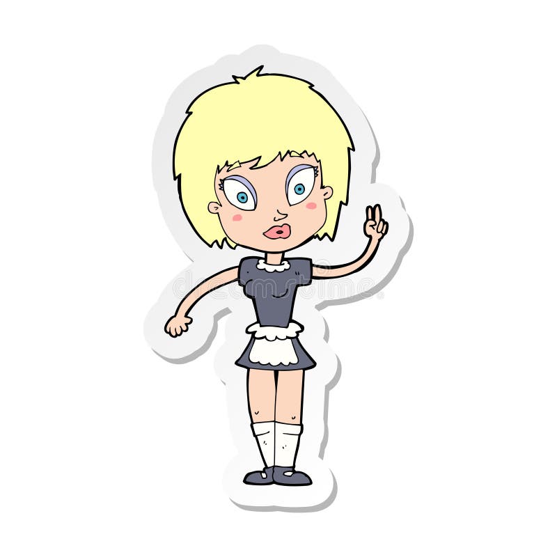 A Creative Sticker of a Cartoon Maid Stock Vector - Illustration of ...