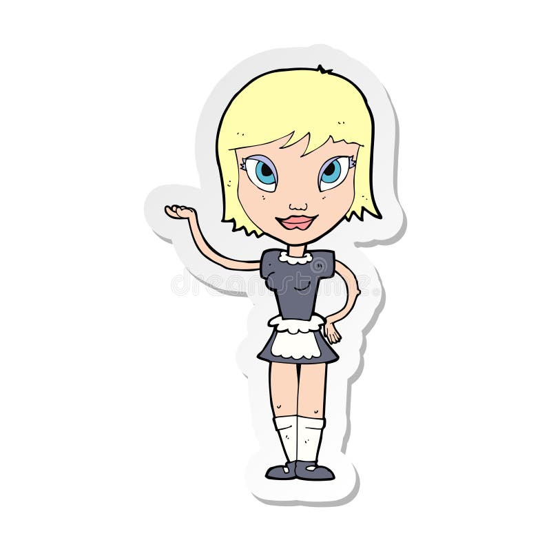 A Creative Sticker of a Cartoon Maid Stock Vector - Illustration of ...