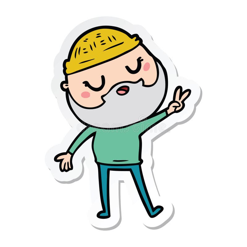 A Creative Sticker of a Cartoon Man with Beard Stock Vector ...