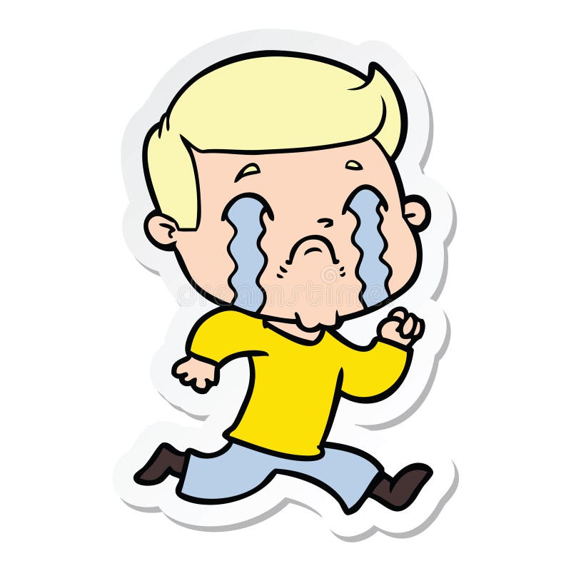 A Creative Sticker of a Cartoon Man Crying Stock Vector - Illustration ...