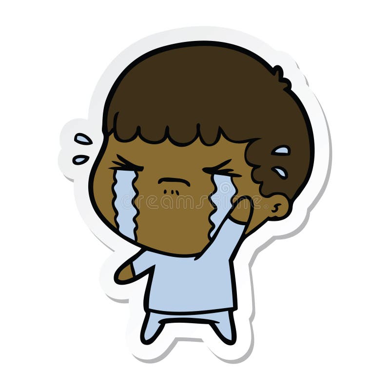 A Creative Sticker of a Cartoon Man Crying Stock Vector - Illustration ...