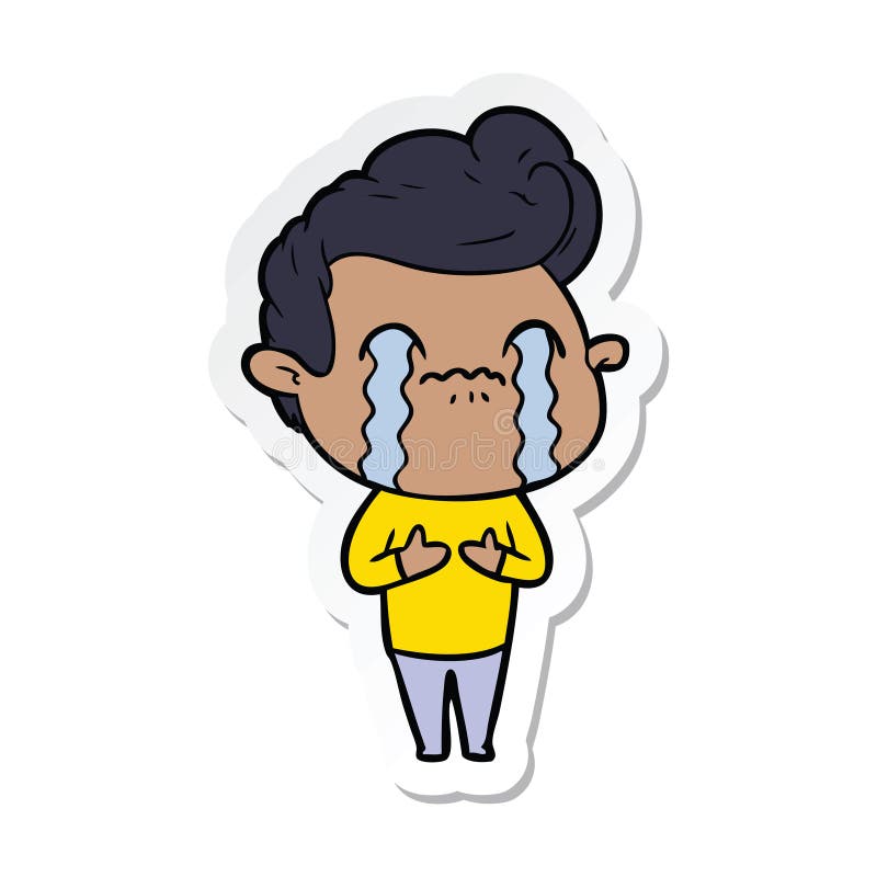 A Creative Sticker of a Cartoon Man Crying Stock Vector - Illustration ...