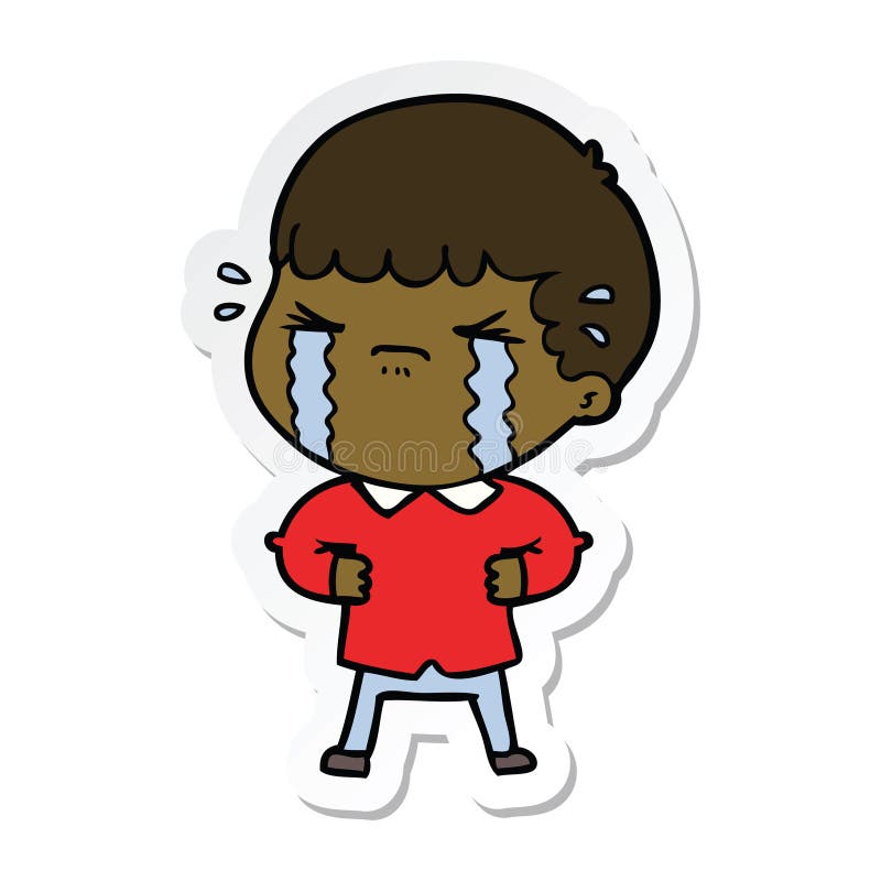 A Creative Sticker of a Cartoon Man Crying Stock Vector - Illustration ...
