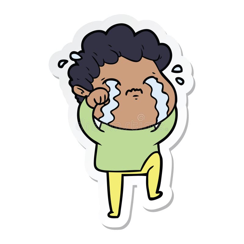 A Creative Sticker of a Cartoon Man Crying Stock Vector - Illustration ...