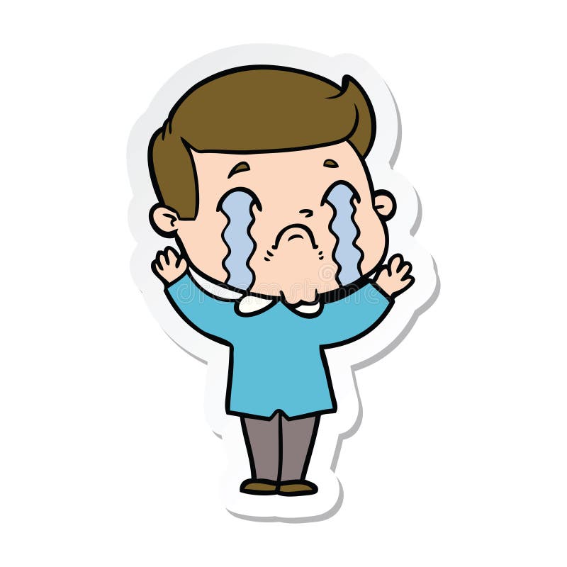 A Creative Sticker of a Cartoon Man Crying Stock Vector - Illustration ...