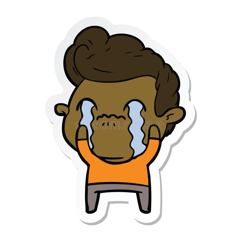 Sticker of a Cartoon Man Crying Stock Vector - Illustration of icon ...
