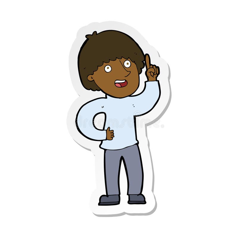 A Creative Sticker of a Cartoon Man with Idea Stock Vector ...