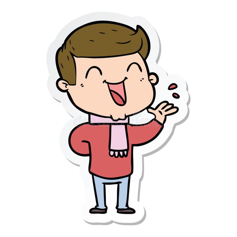 A Creative Sticker of a Cartoon Man Laughing Stock Vector ...