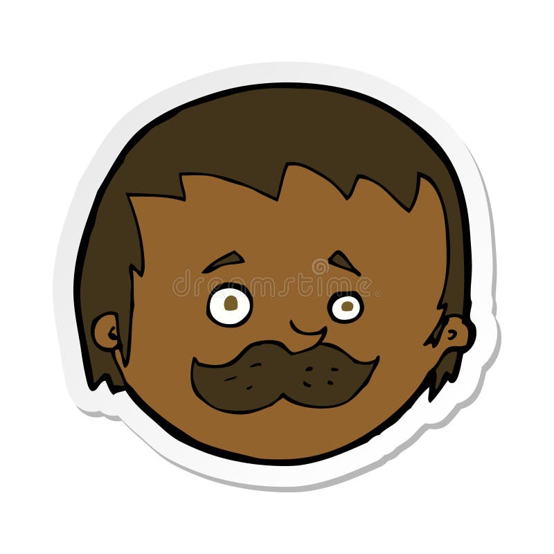 Sticker Man Male Mustache Face Head Cartoon Character Cute Hand Stock ...