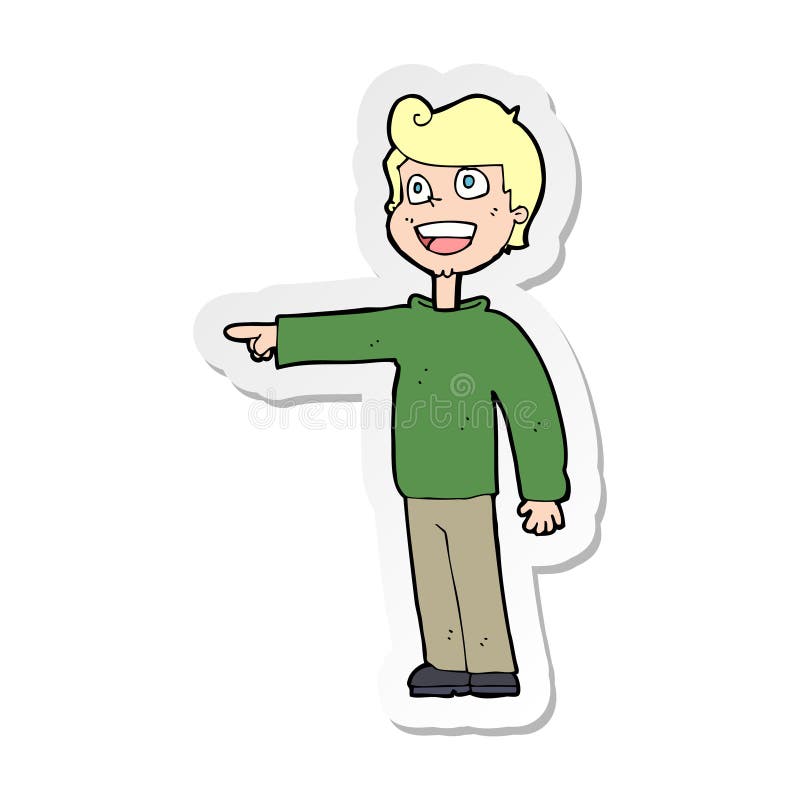 A Creative Sticker of a Cartoon Man Pointing and Laughing Stock Vector ...