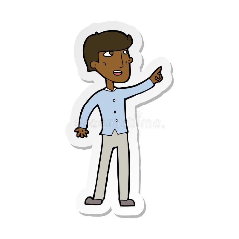 A Creative Sticker of a Cartoon Man Pointing Stock Vector ...