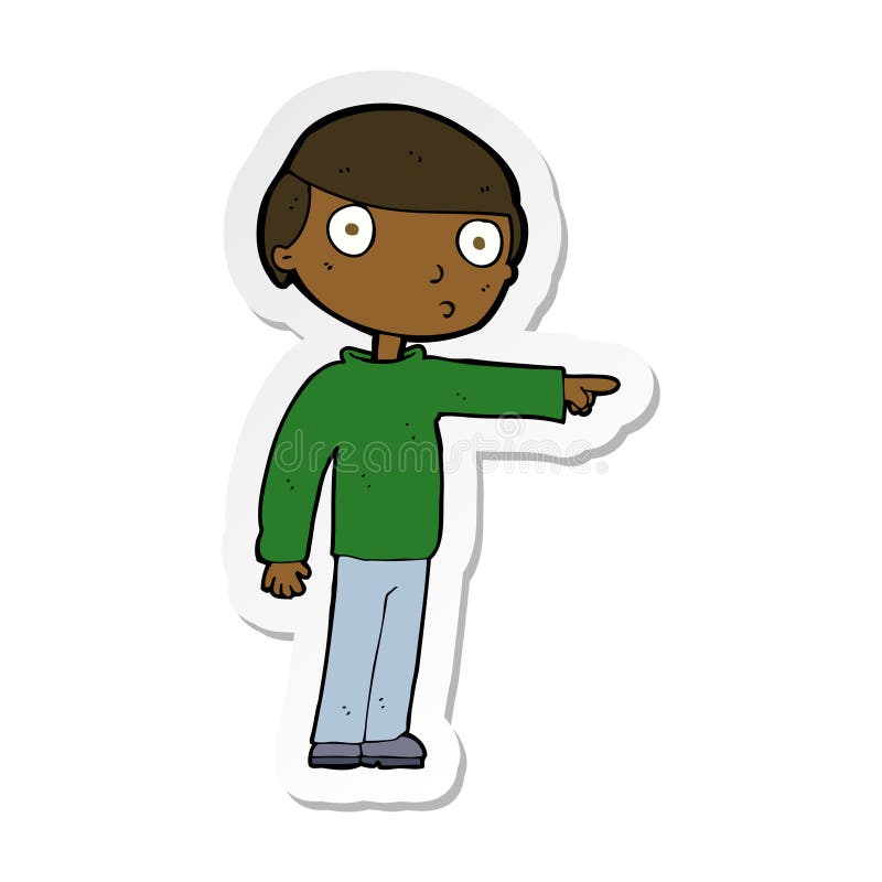 A Creative Sticker of a Cartoon Man Pointing Stock Vector ...