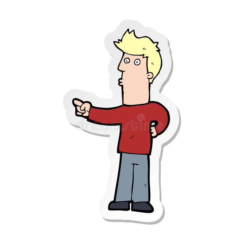 A Creative Sticker of a Cartoon Man Pointing Stock Vector ...