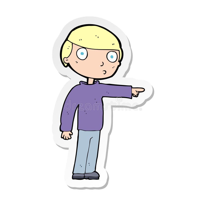 A Creative Sticker of a Cartoon Man Pointing Stock Vector ...