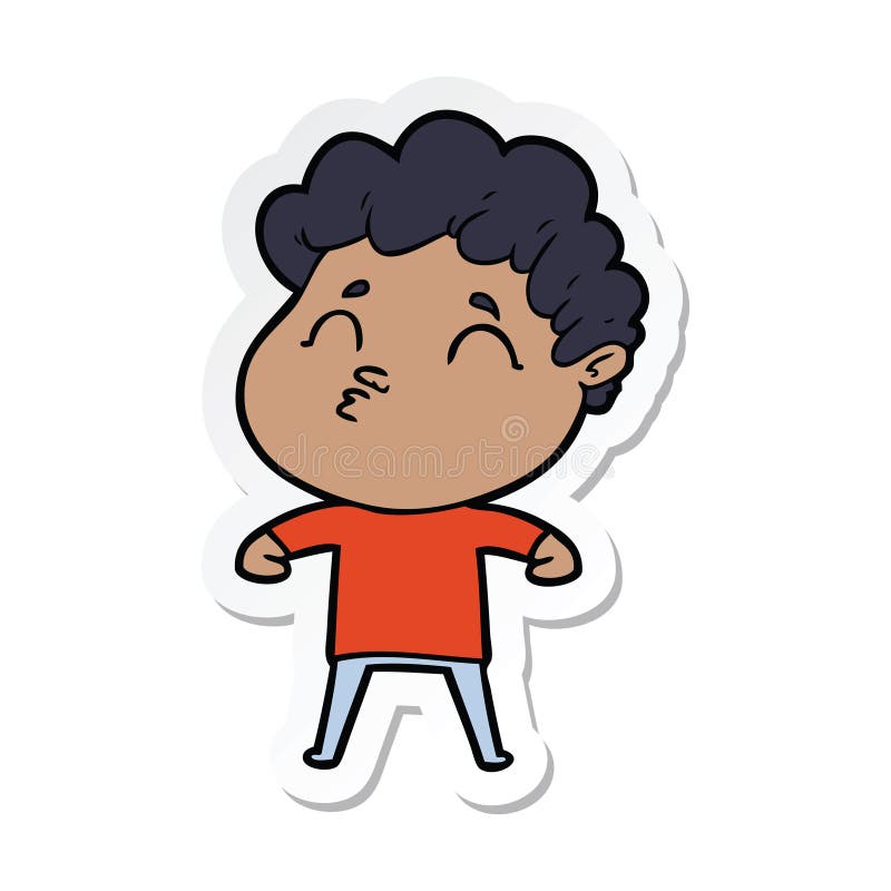 Man Male Pose Pouting Cartoon Sticker Stick Icon Decal Label Drawing ...