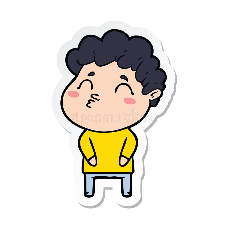 Man Male Pose Pouting Cartoon Sticker Stick Icon Decal Label Drawing ...