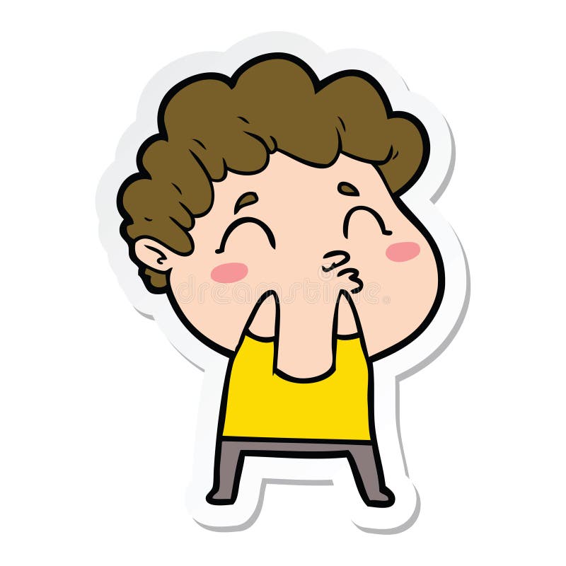 Man Male Pose Pouting Cartoon Sticker Stick Icon Decal Label Drawing ...