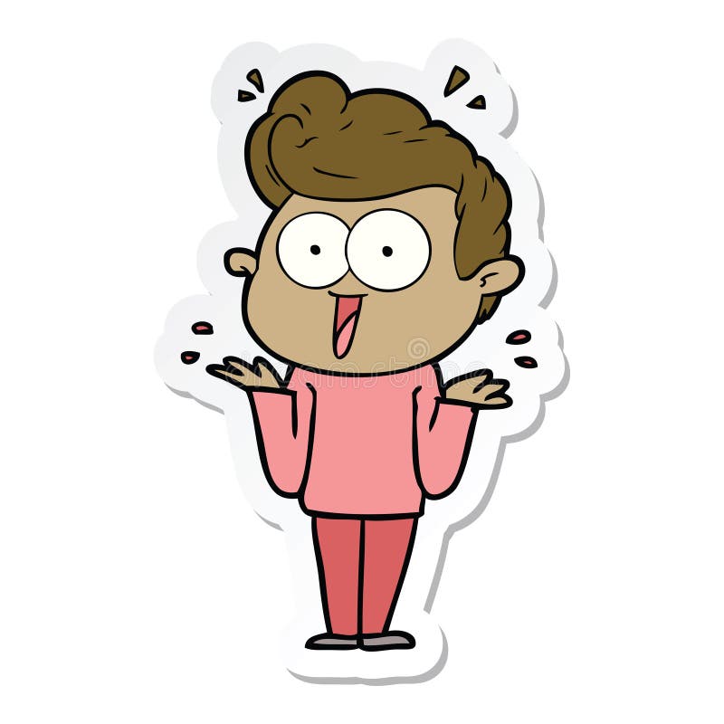 A Creative Sticker of a Cartoon Man Shrugging Stock Vector ...