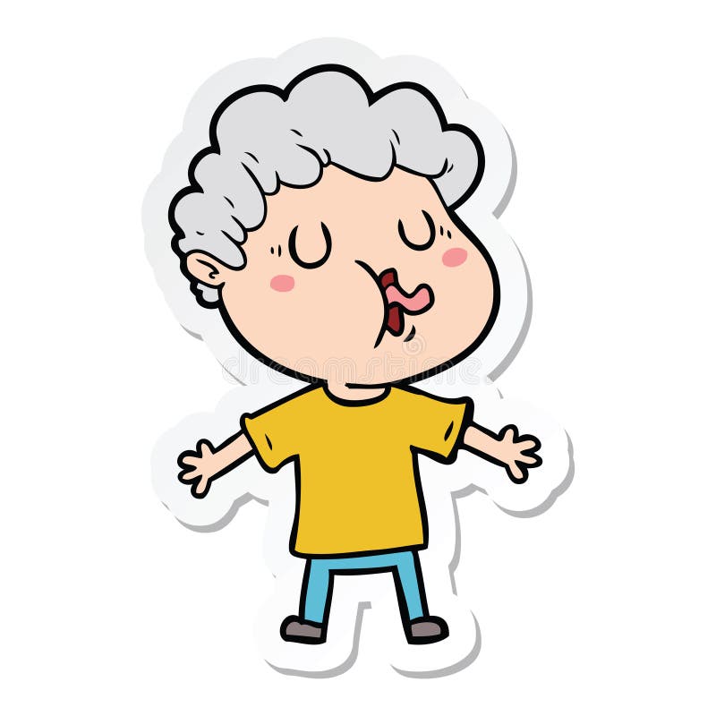 A Creative Sticker of a Cartoon Man Singing Stock Vector - Illustration ...