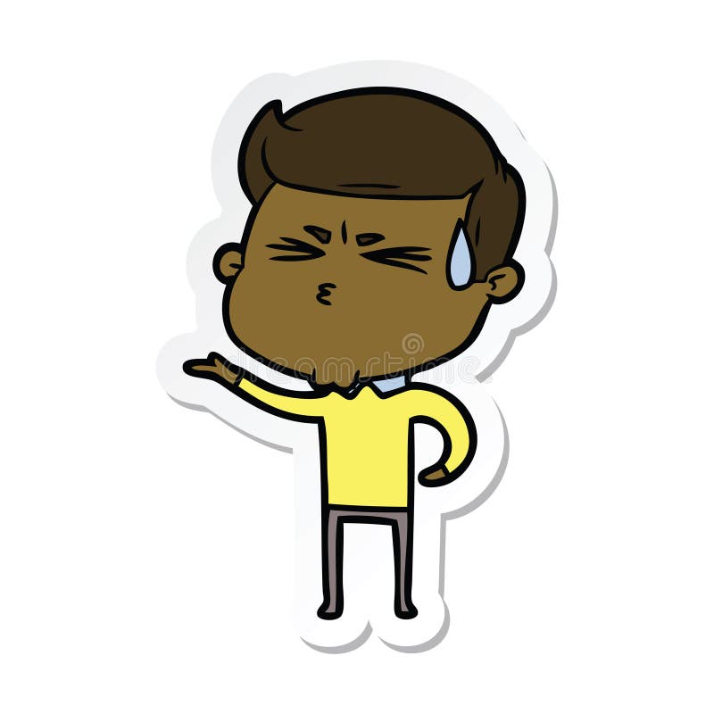 A Creative Sticker of a Cartoon Man Sweating Stock Vector ...