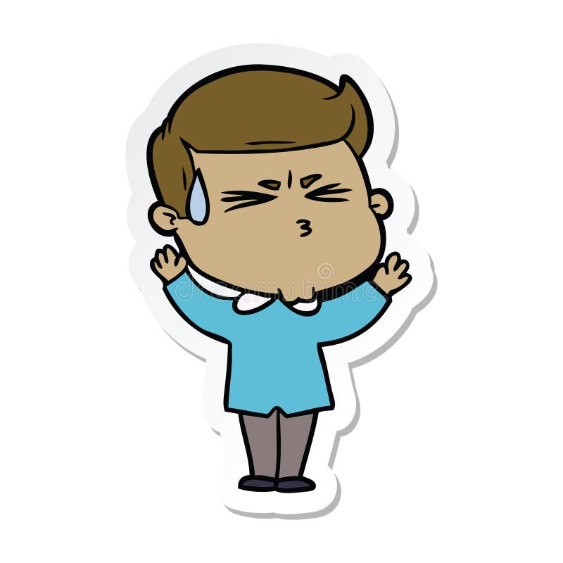 A Creative Sticker of a Cartoon Man Sweating Stock Vector ...