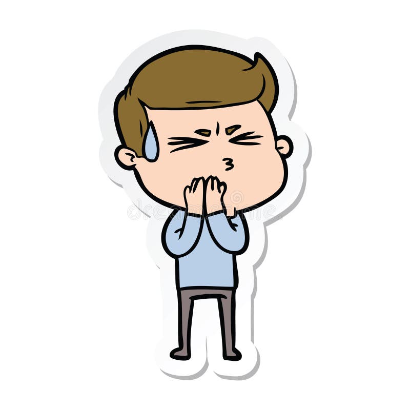 A Creative Sticker of a Cartoon Man Sweating Stock Vector ...