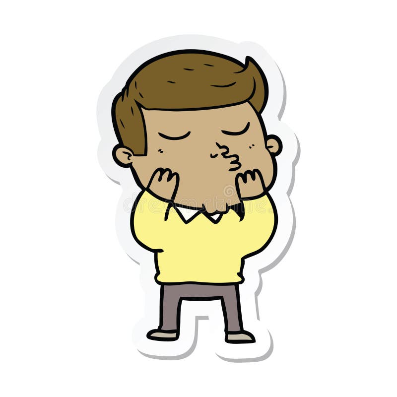 A Creative Sticker of a Cartoon Model Guy Pouting Stock Vector ...