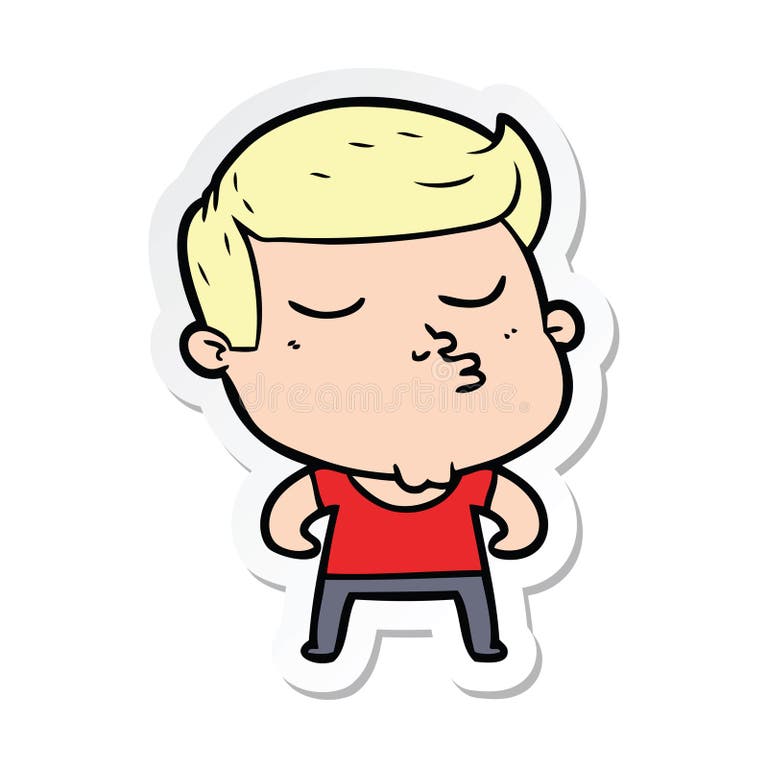 Sticker of a Cartoon Model Guy Pouting Stock Vector - Illustration of ...