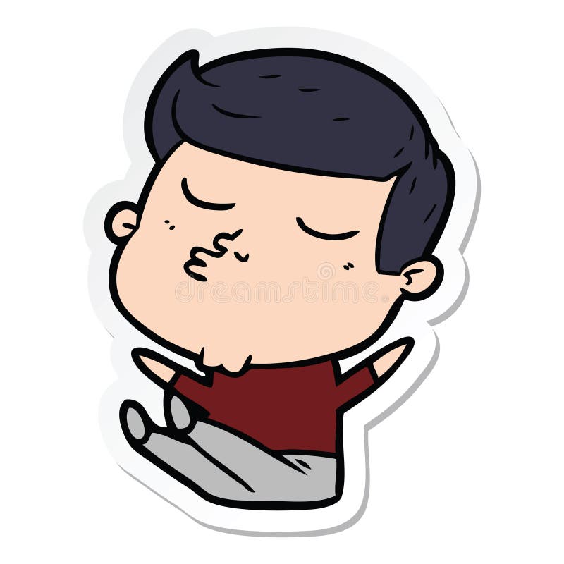 Sticker of a Cartoon Model Guy Pouting Stock Vector - Illustration of ...