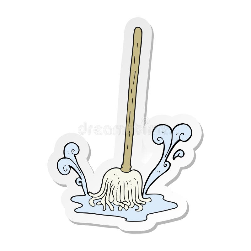A Creative Sticker of a Cartoon Mop Stock Vector - Illustration of ...