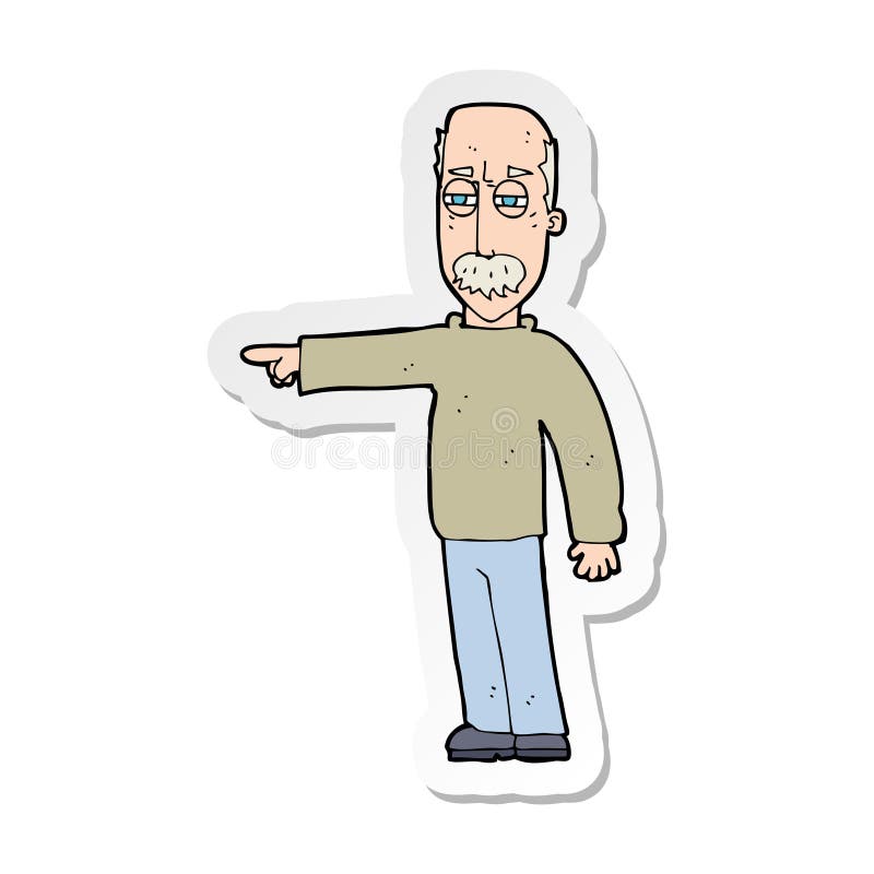 A Creative Sticker Of A Cartoon Old Man Gesturing Get Out Stock Vector ...