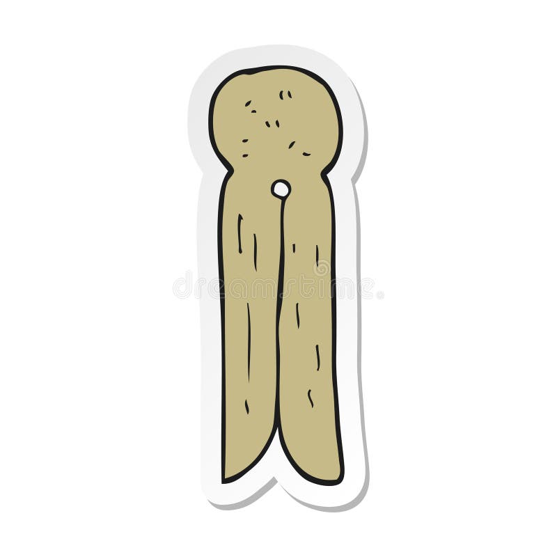 A Creative Sticker of a Cartoon Old Style Wooden Peg Stock Vector ...