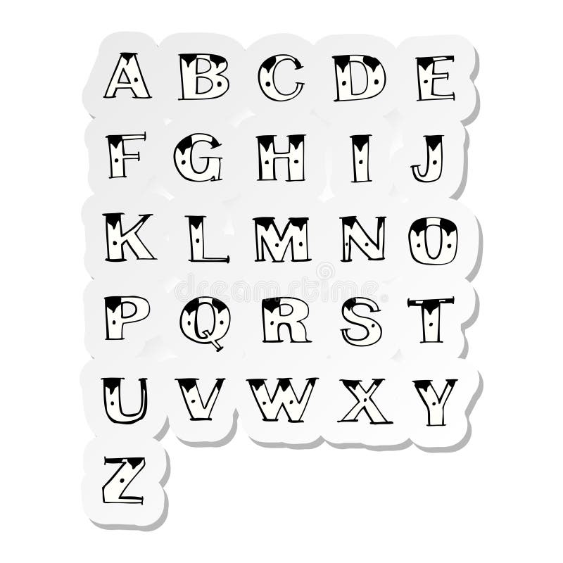 A Creative Sticker of a Cartoon Old Tattoo Letters Stock Vector ...