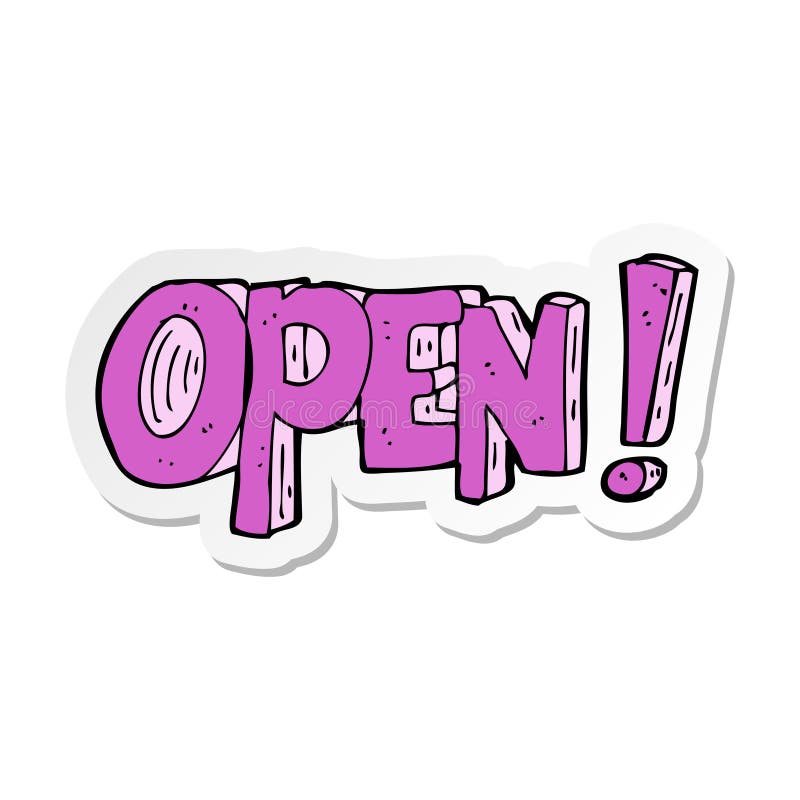 A Creative Sticker of a Cartoon Open Symbol Stock Vector - Illustration ...