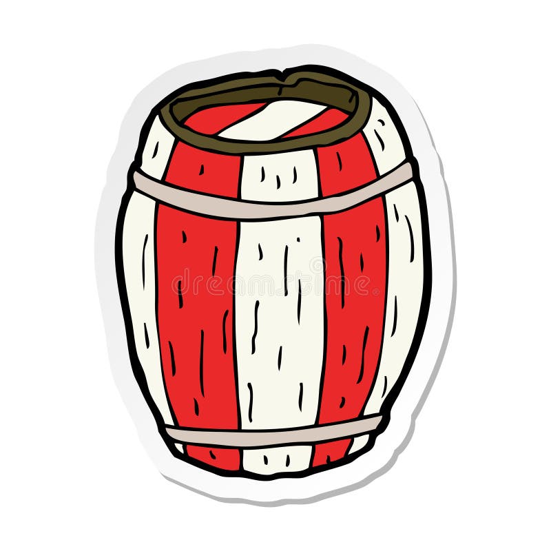 A Creative Sticker of a Cartoon Painted Barrel Stock Vector ...