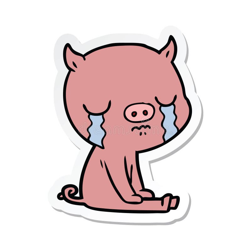 A Creative Sticker of a Cartoon Pig Crying Stock Vector - Illustration ...