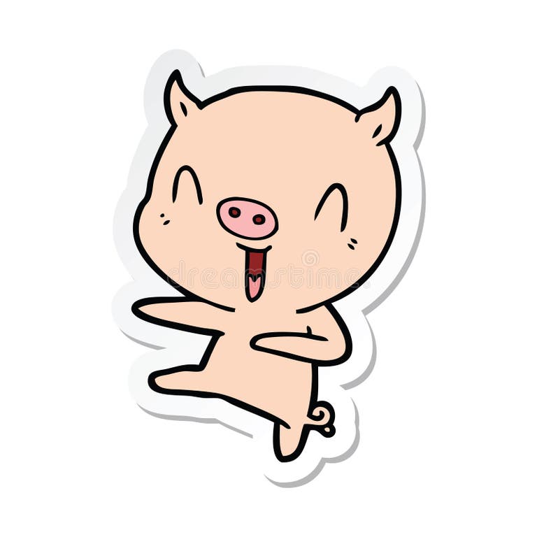 A Creative Sticker of a Cartoon Pig Dancing Stock Vector - Illustration ...