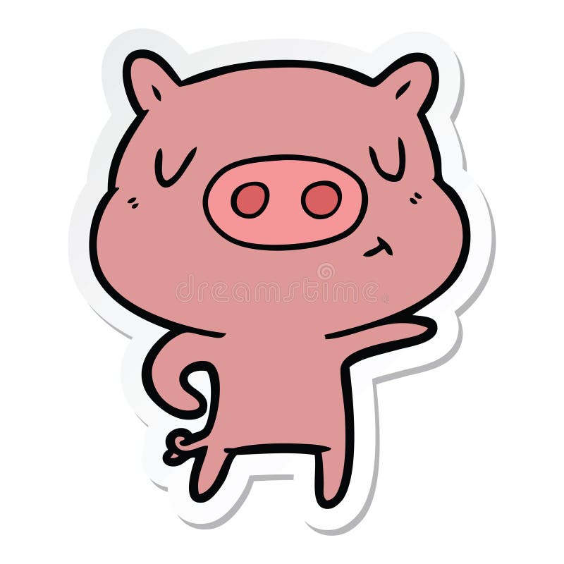 A Creative Sticker of a Cartoon Pig Pointing Stock Vector ...