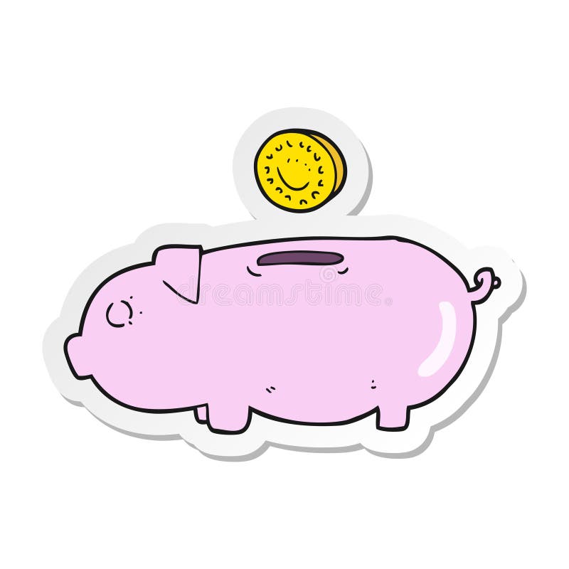 A Creative Sticker of a Cartoon Piggy Bank Stock Vector - Illustration ...