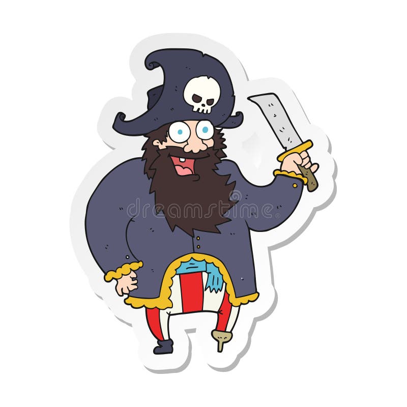 A Creative Sticker of a Cartoon Pirate Captain Stock Vector ...