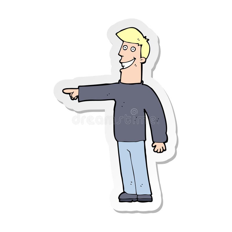 A Creative Sticker of a Cartoon Pointing Man Stock Vector ...